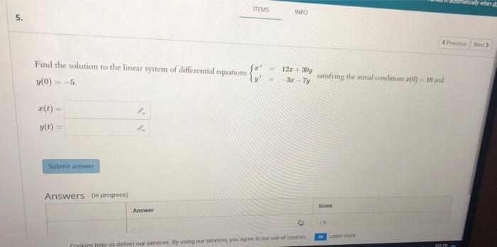 Solved ITEMS INFO 5. | Chegg.com
