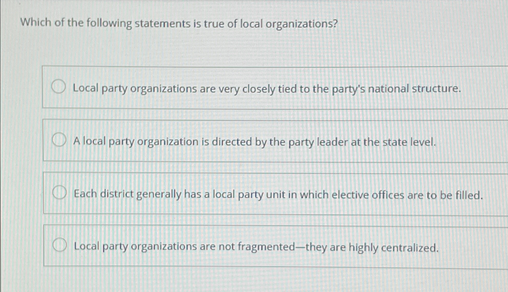 Solved Which of the following statements is true of local | Chegg.com