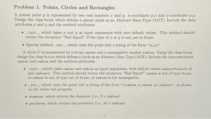 Solved please use python. this chapter is about classes dont | Chegg.com