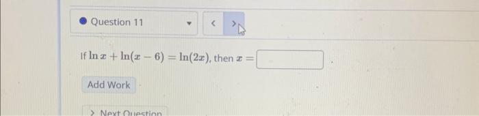 Solved x+ln(x−6)=ln(2x) | Chegg.com