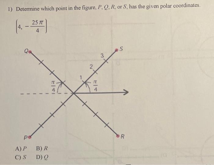Solved 1) Determine which point in the figure, P,Q,R, or S, | Chegg.com