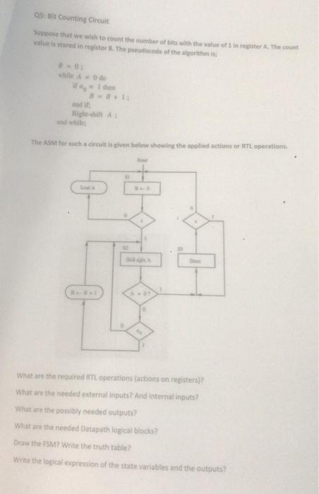 Q5: Bit Counting Circuit Suppose that we wish to | Chegg.com