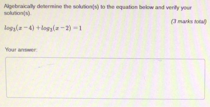 Solved Algebraically determine the solution(s) to the | Chegg.com