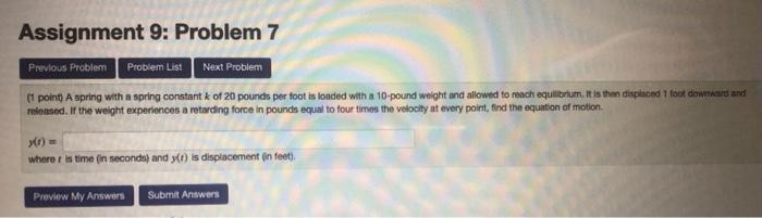 Solved Assignment 9 Problem 7 Previous Problem Problem List 6548
