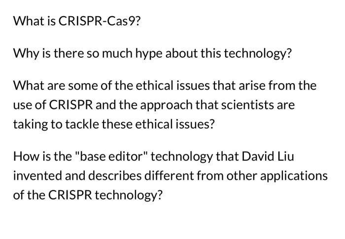 Solved What is CRISPR-Cas9? Why is there so much hype about | Chegg.com