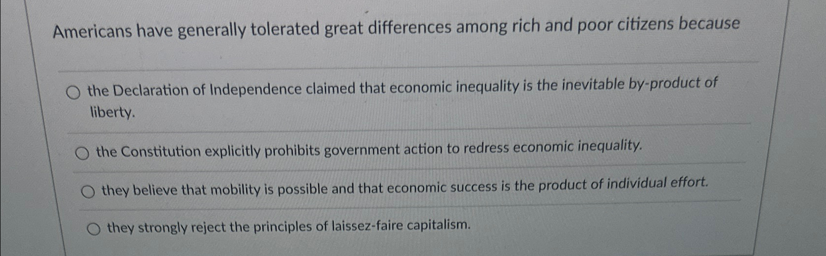 Solved Americans have generally tolerated great differences | Chegg.com
