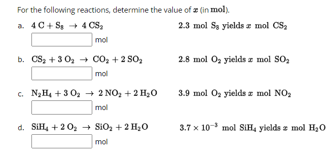 Solved For The Following Reactions Determine The Value Of
