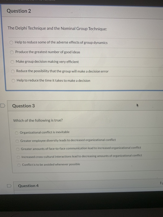 Solved Question 2 The Delphi Technique and the Nominal Group | Chegg.com