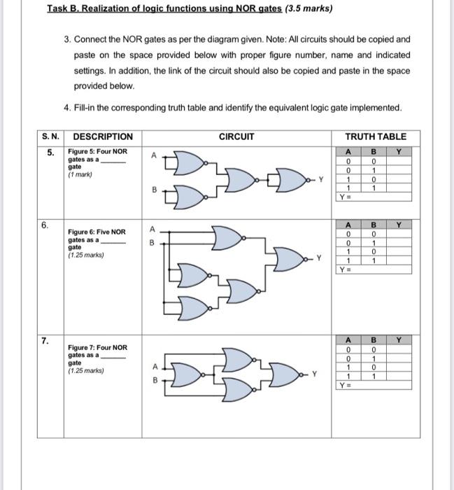 Solved Task B. Realization of logic functions using NOR | Chegg.com