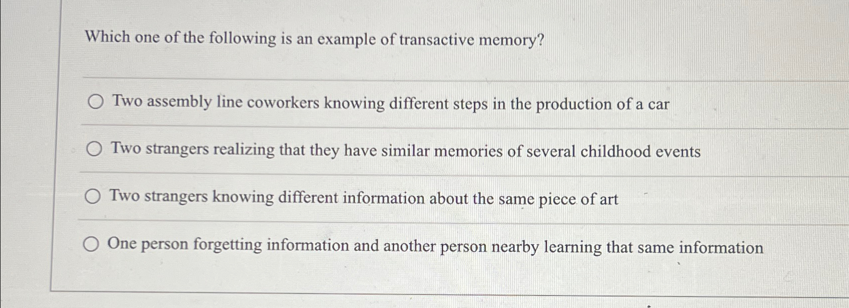Solved Which one of the following is an example of | Chegg.com