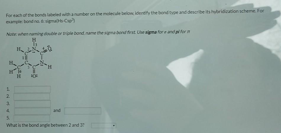 Solved For each of the bonds labeled with a number on the | Chegg.com