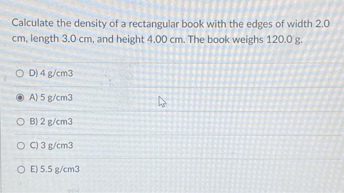 Solved Calculate the density of a rectangular book with the | Chegg.com