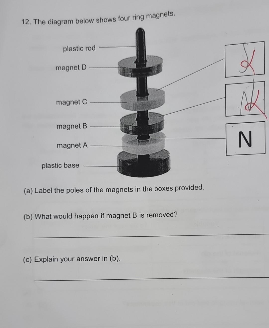 Solved 12. The diacram below shows four ring magnets. (a) | Chegg.com