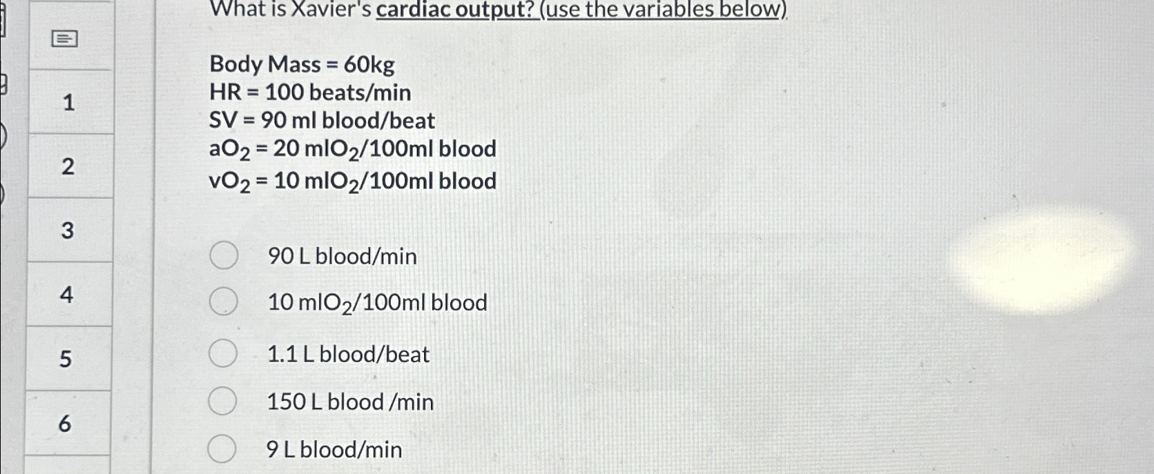 Solved What is Xavier's cardiac output? (use the variables | Chegg.com