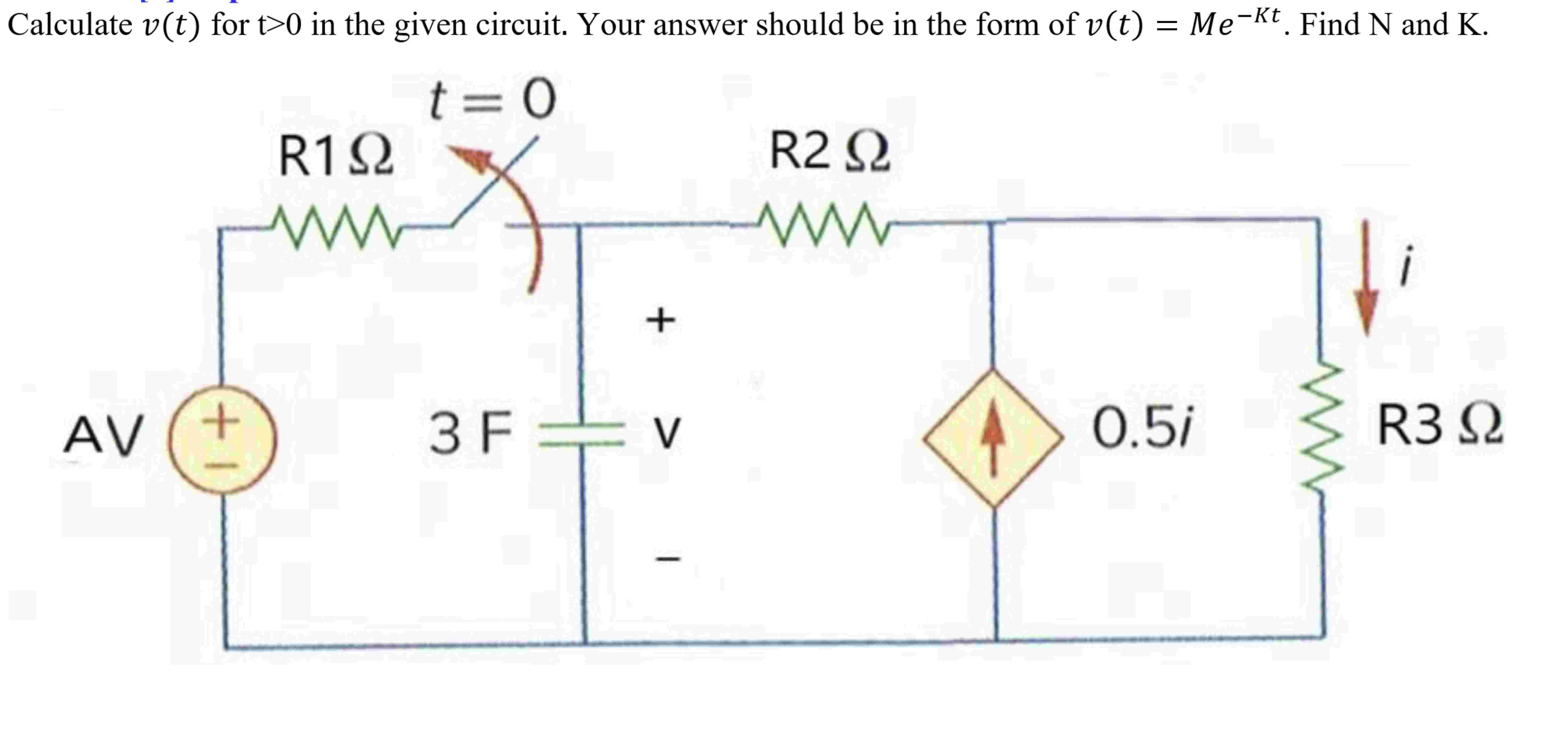Solved Calculate v(t) ﻿for t>0 ﻿in the given circuit. Your | Chegg.com