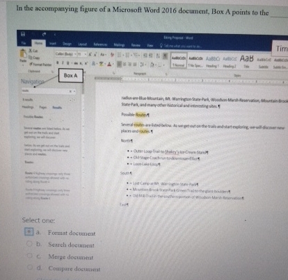 Solved In the accompanying figure of a Microsoft Word 2016 | Chegg.com
