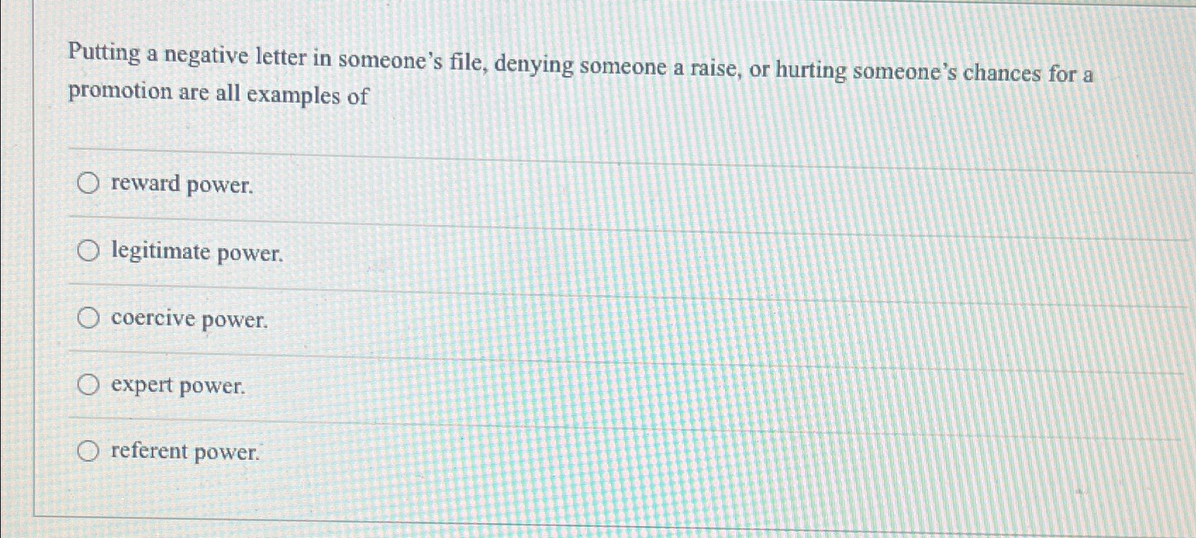 Solved Putting a negative letter in someone's file, denying | Chegg.com