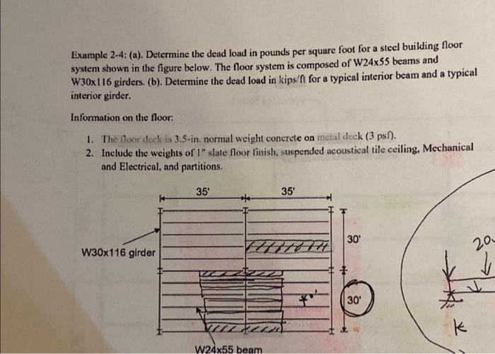 Solved Example 2-4: (a). Determine the dead load in pounds | Chegg.com