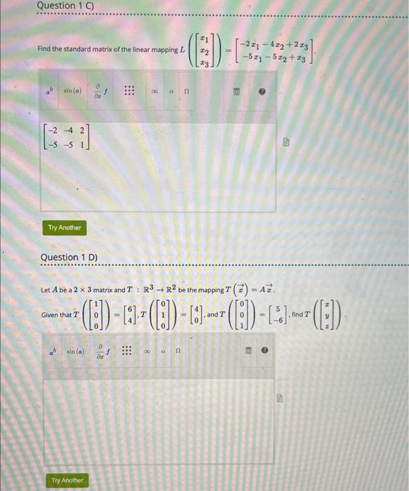 Solved Find the standard matrix of the linear mapping | Chegg.com