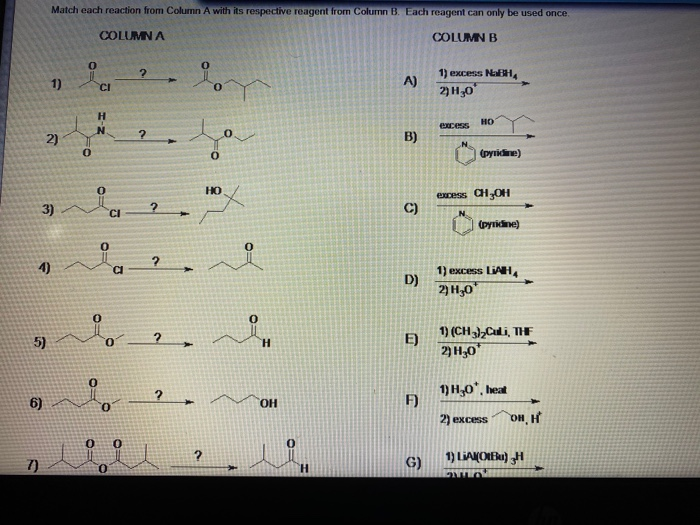 Solved Match each reaction from Column A with its respective | Chegg.com