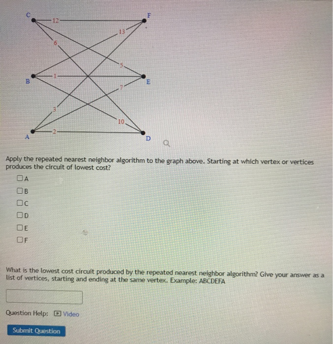 Solved C 13 B E 10 D Q Apply the repeated nearest neighbor | Chegg.com