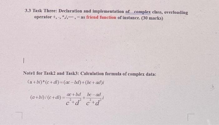 Solved 3.3 Task Three: Declaration and implementation of | Chegg.com