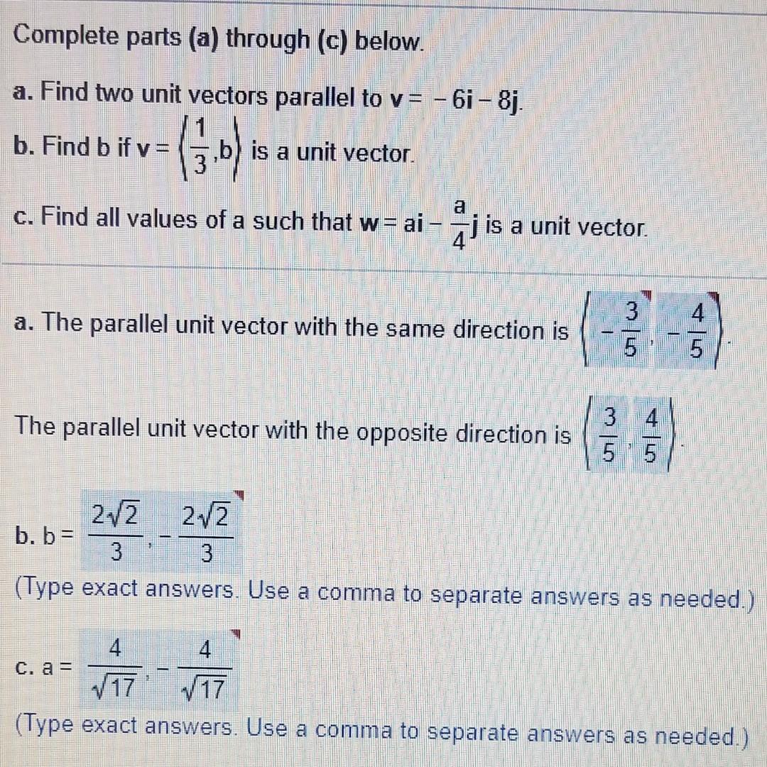 Solved A. find the parallel unit vector with the SAME | Chegg.com