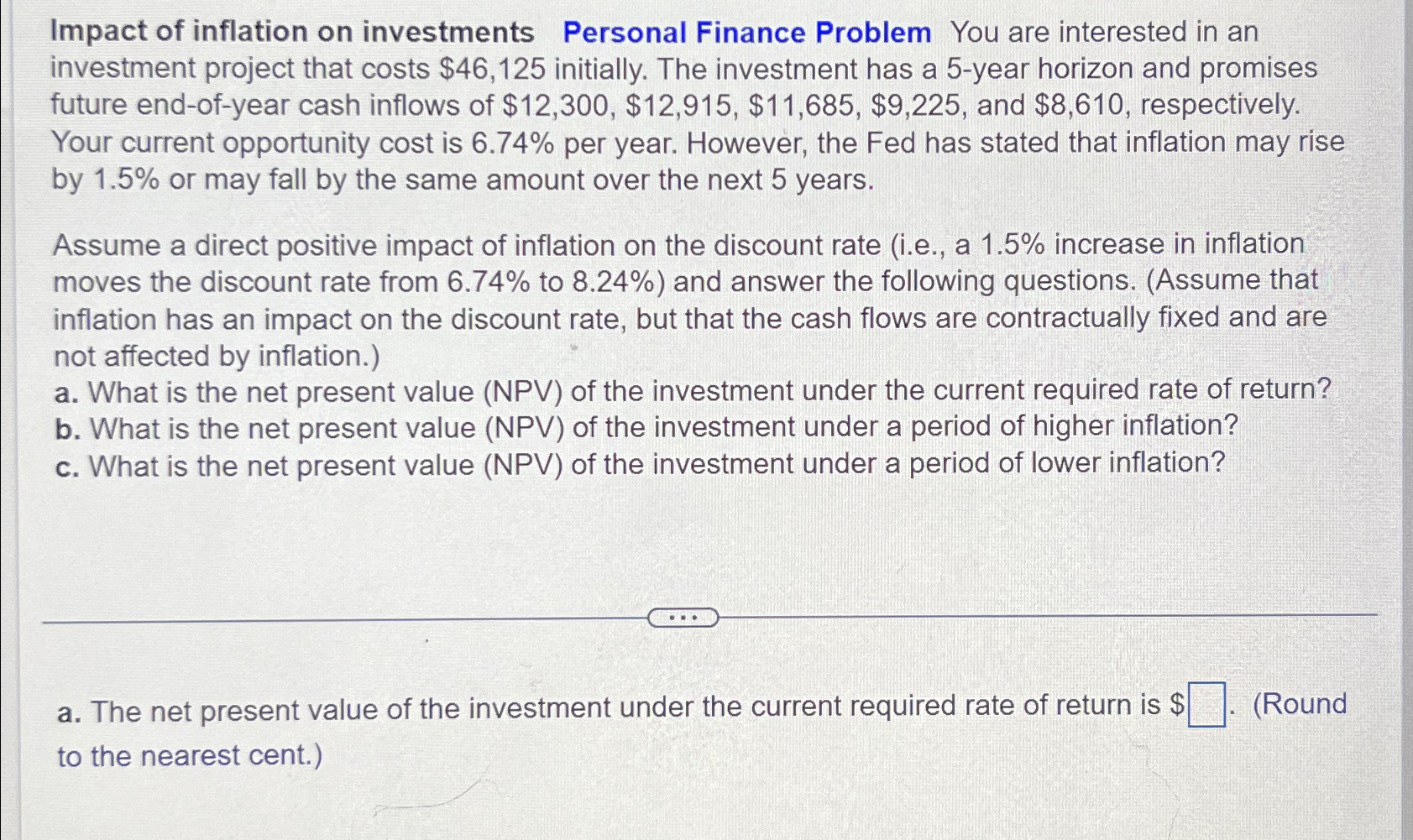 Solved Impact of inflation on investments Personal Finance | Chegg.com