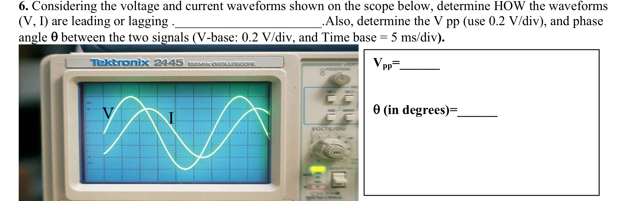 Solved Considering the voltage and current waveforms shown | Chegg.com