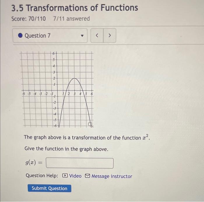 Solved 3.5 Transformations of Functions Score: 70/110 7/11 | Chegg.com