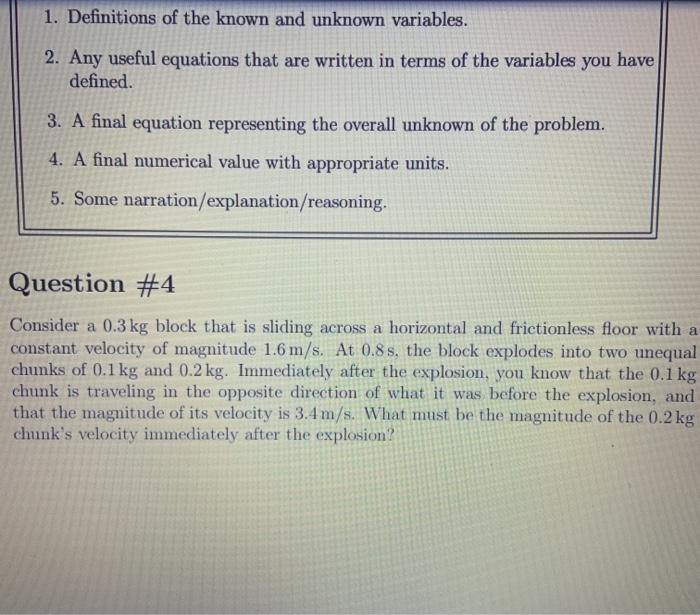 Solved 1. Definitions of the known and unknown variables. 2. | Chegg.com