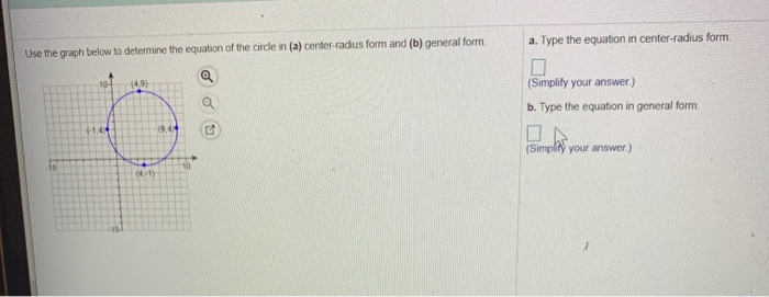 Solved a. Type the equation in center-radius form Use the | Chegg.com
