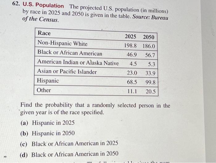 Solved 62. U.S. Population The projected U.S. population (in | Chegg.com