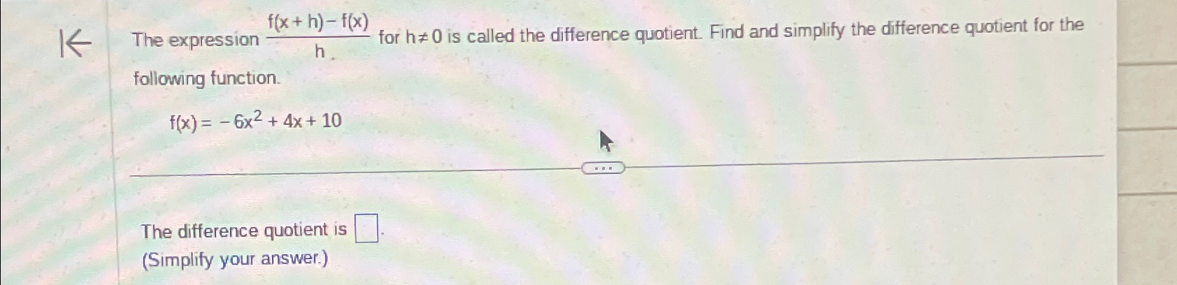 Solved The expression f(x+h)-f(x)h ﻿for h≠0 ﻿is called the | Chegg.com