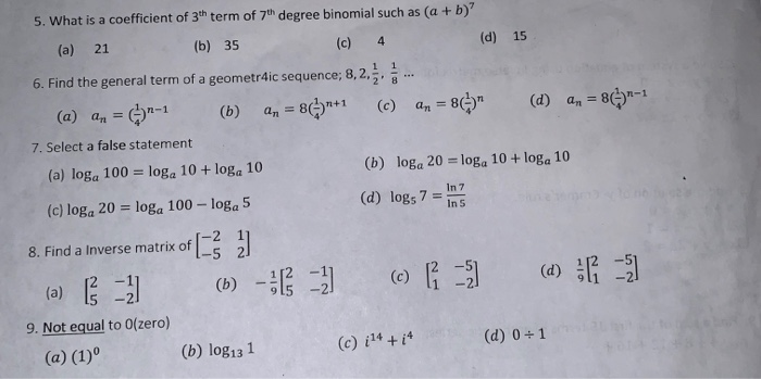 Solved 5. What is a coefficient of 3th term of 7th degree | Chegg.com