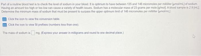 Solved Part of a routine blood test is to check the level of | Chegg.com