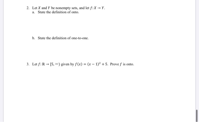 Solved 2. Let X and Y be nonempty sets, and let f: X a. | Chegg.com