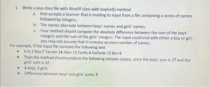 Solved 1. Write a java class file with Absdiff class with | Chegg.com Solved 1. Write a java class file with Absdiff class with | Chegg.com