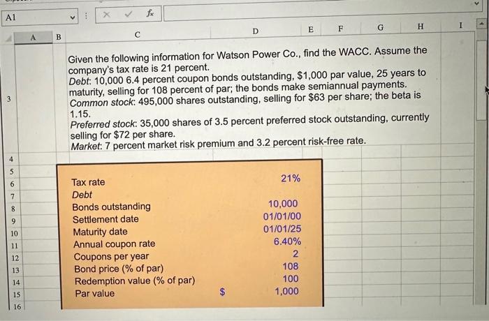 Solved Given the following information for Watson Power Co., | Chegg.com