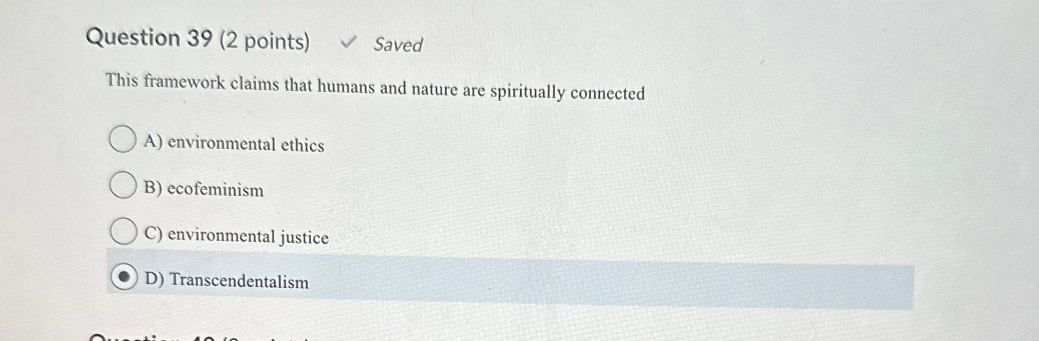 Solved Question 39 (2 ﻿points) ﻿SavedThis framework claims | Chegg.com