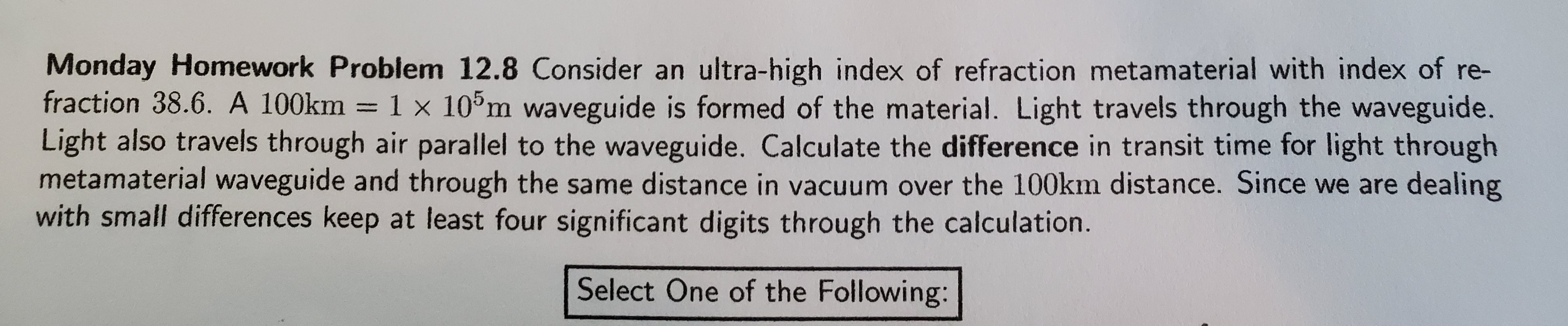 Solved Consider an ultra-high index of refraction | Chegg.com