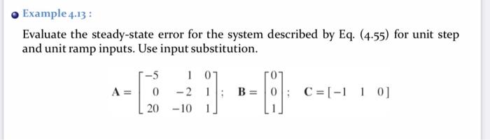 Solved Example 4.13 : Evaluate the steady-state error for | Chegg.com