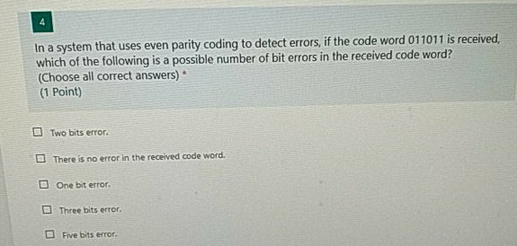 Solved In a system that uses even parity coding to detect | Chegg.com