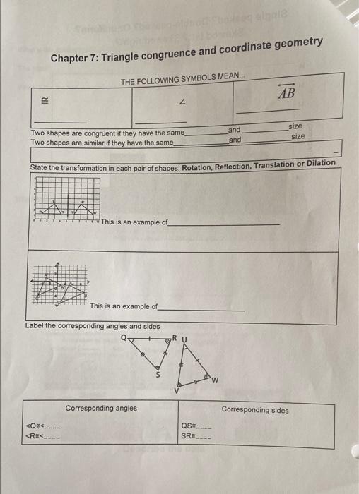 Solved Chapter 7: Triangle congruence and coordinate | Chegg.com