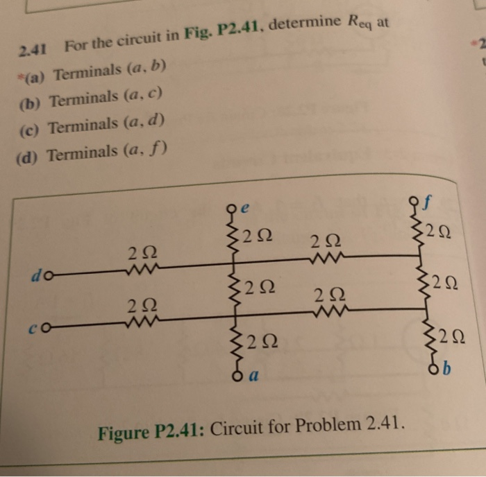 Solved For the circuit in Fig. P2.41, determine Reg at 241 | Chegg.com