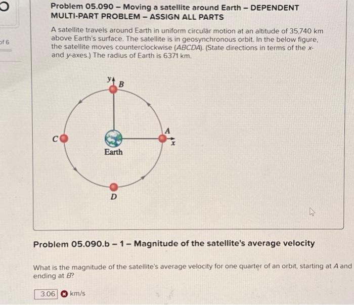 Solved Problem 05.090 - Moving a satellite around Earth - | Chegg.com