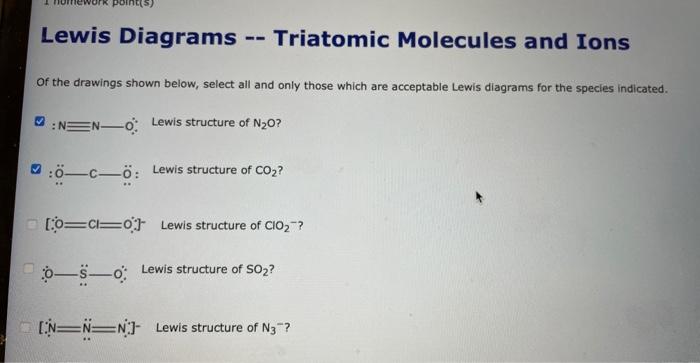 Solved Lewis Diagrams Triatomic Molecules And Ions Of The