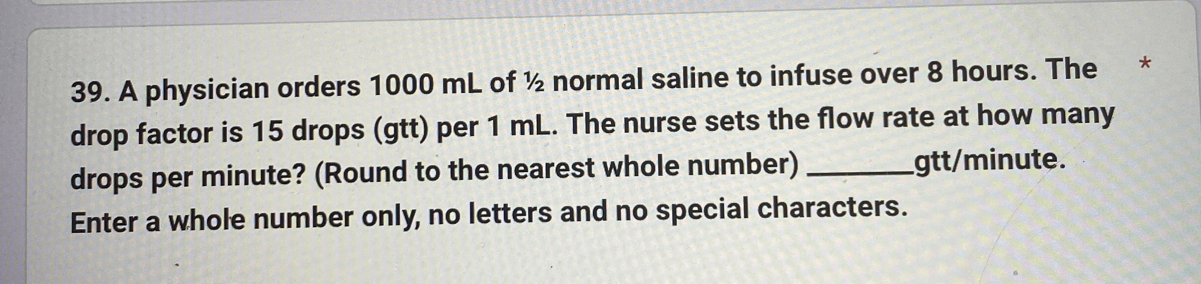 Solved A physician orders 1000 ﻿mL of 12 ﻿normal saline to | Chegg.com