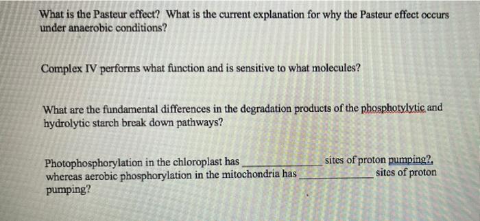 Solved What is the Pasteur effect? What is the current | Chegg.com