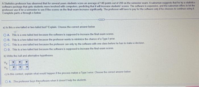 Solved A Statistics professor has observed that for several | Chegg.com